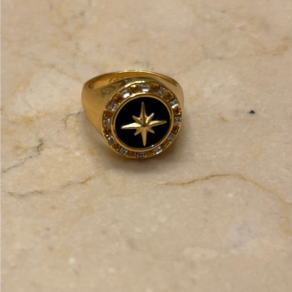 J. Crew | Jewelry | J Crew Gold And Black Star Ring | Poshmark